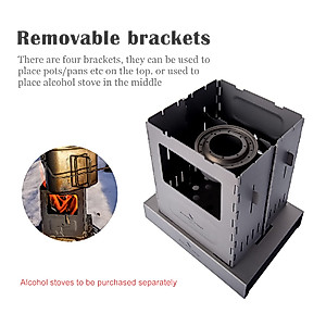 Boundless Voyage Titanium Folding Wood Stove Backpacking Stove with Pot Bracket Outdoor Camping Charcoal Burner Furnace Ti2010C