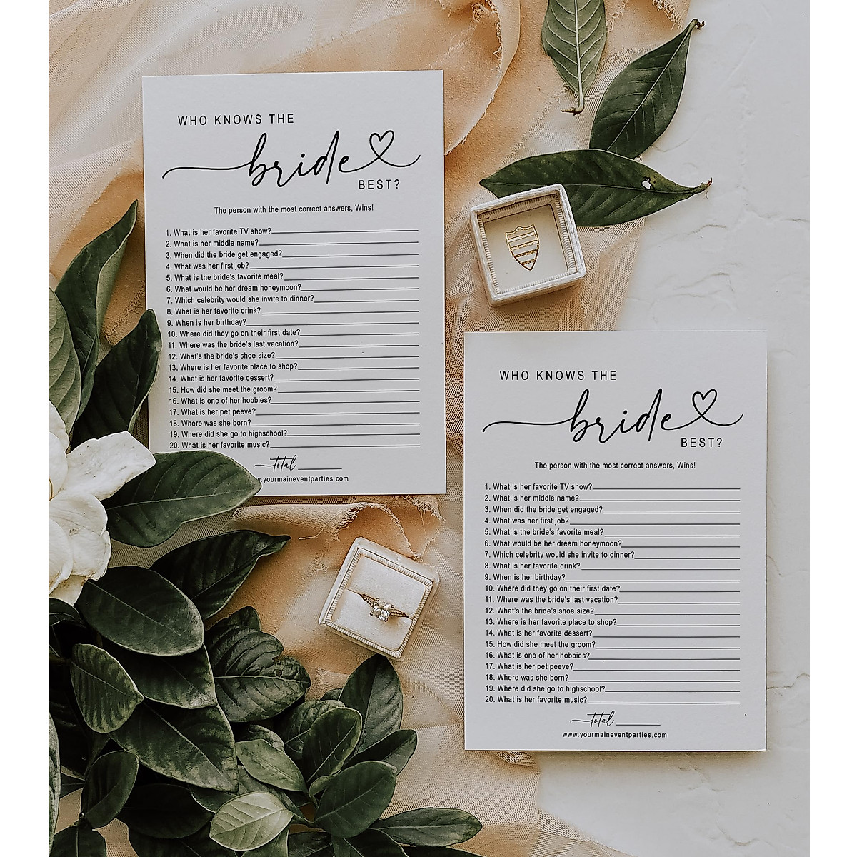 Your Main Event Prints Bridal Shower Games Who Knows The Bride Best, Fun Activities for Weddings, Bridal Showers and Bachelorette Parties (White)