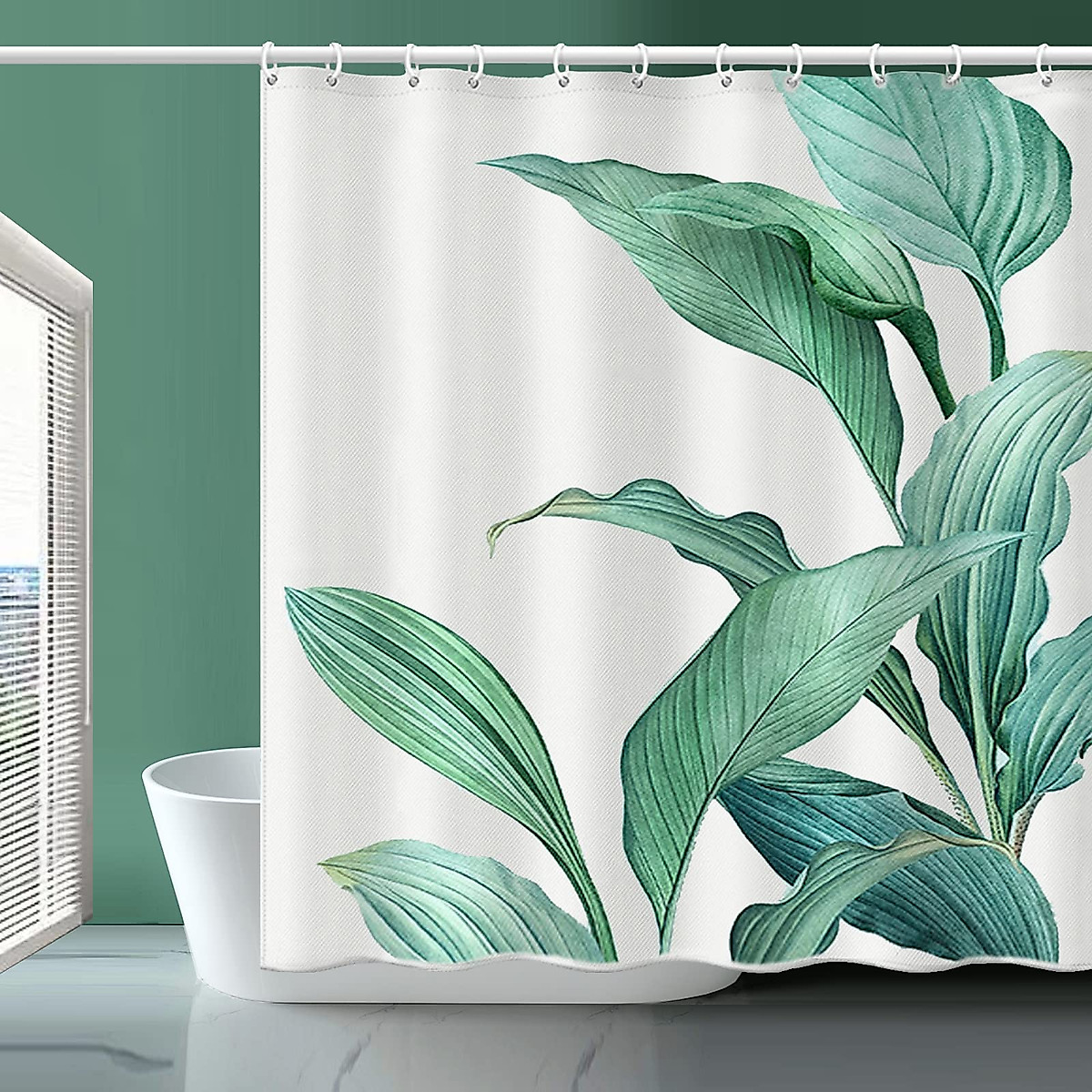 Niidder Floral Shower Curtain, Fabric Shower Curtain White Shower Curtain - 72" W x 72" L with 12 Hooks for Home Hotels Machine Washable Shower Bath Curtain, Waterproof Shower Curtain Lining