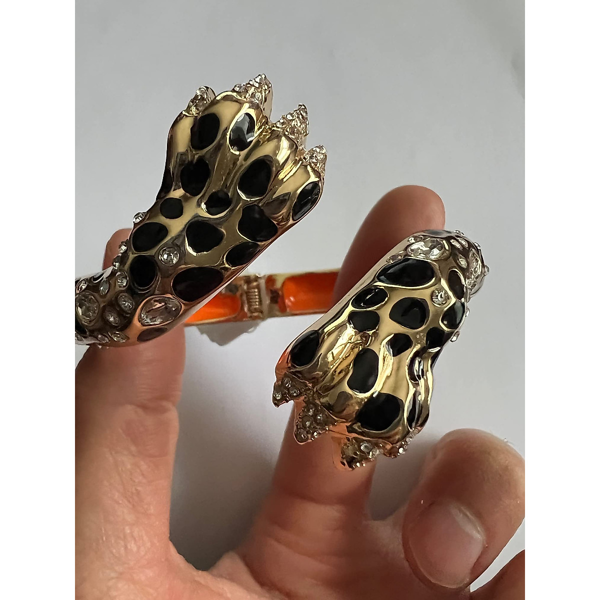 Betsey Johnson Gold Tone True Leopard Claw Hinge Bangle Bracelet Valentine Great Gift Christmas Gift Idea Mother's Day Valentine's Day Present XMAS Easter