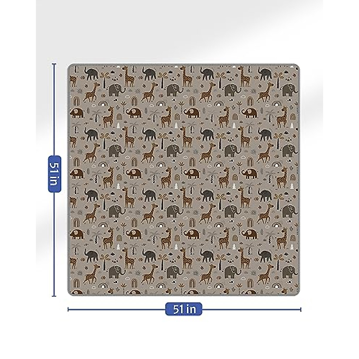 Baby Splat Mat for Under High Chair, 51 x 51 Inch Splash Mat, Waterproof and Washable Spill Mat, Anti-Slip Floor Protector, Elephant&Giraffe