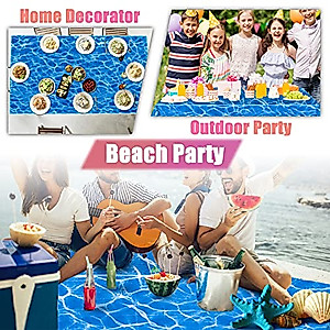 Kesfey 3 Packs Ocean Wave Tablecloths 54 x 108 Inch Water Print Table Cover Splashproof Plastic Ocean Party Table Cloths with Sea Backdrop for Beach Birthday Party Decoration Shower Supplies
