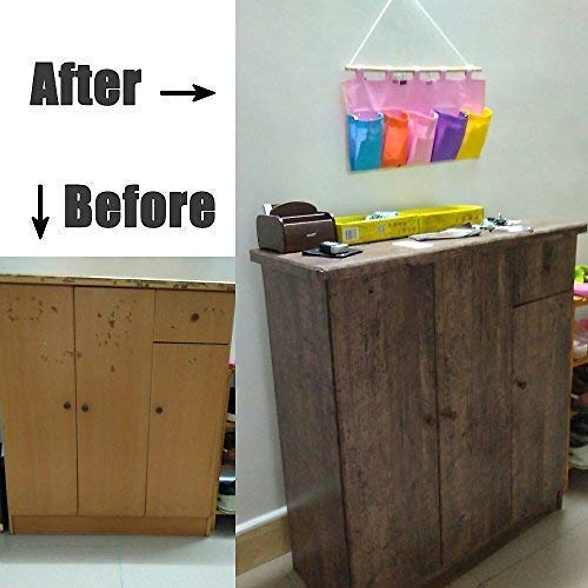 Yifely Retro Brown Wood Grain Shelving Paper Self-Adhesive PVC Shelf Drawer Liner Door Table Sticker 17.7 Inch by 9.8 Feet