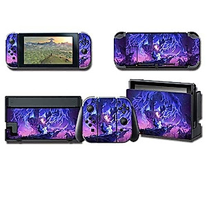 Boorsed Skin Cover Decals Vinyl for Nintendo Switch, Anime Game Protector Wrap Full Set Protective Faceplate Stickers Console Joy-Con Dock (Ori Will of The Wisps [2834])