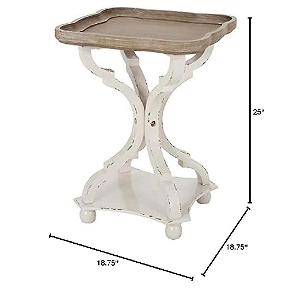 Christopher Knight Home Eudora French Country Accent Table with Square Top, Natural + Distressed White