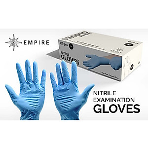 EMPIRE - Blue Nitrile Exam Gloves - Premium Grade - Non-Sterile - Powder Free - Single Use, Disposable - Latex Free - For Lab, Food Service, Home, & More - Medium - 1000 Count Case