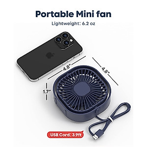 Mini Desk USB Fan Small: Mini USB Desk Fan Portable Small fan 3 Speeds Desktop Fans 4 Inch Quiet Cooling 360° Rotate Mini Table Fan - Office Bedroom Home