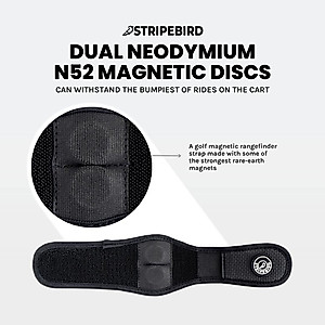 Stripebird - 2.0 Slim Golf Magnetic Rangefinder Strap (Black - Form Fitting & No Buckle Strap) - Golf Range Finder Magnetic Strap - Range Finder Golf Magnetic