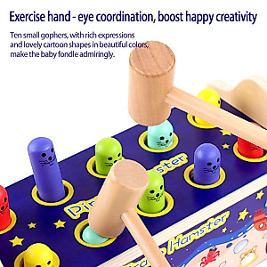 Groundhog Pounding Bench Game Pirate Theme Hammering Pounding Toys Kids Hammer & Pound Toy Pounding Game for Single and Double Kids Early Montessori Educational Tool Gift for Kids Girls Boys Age 3+