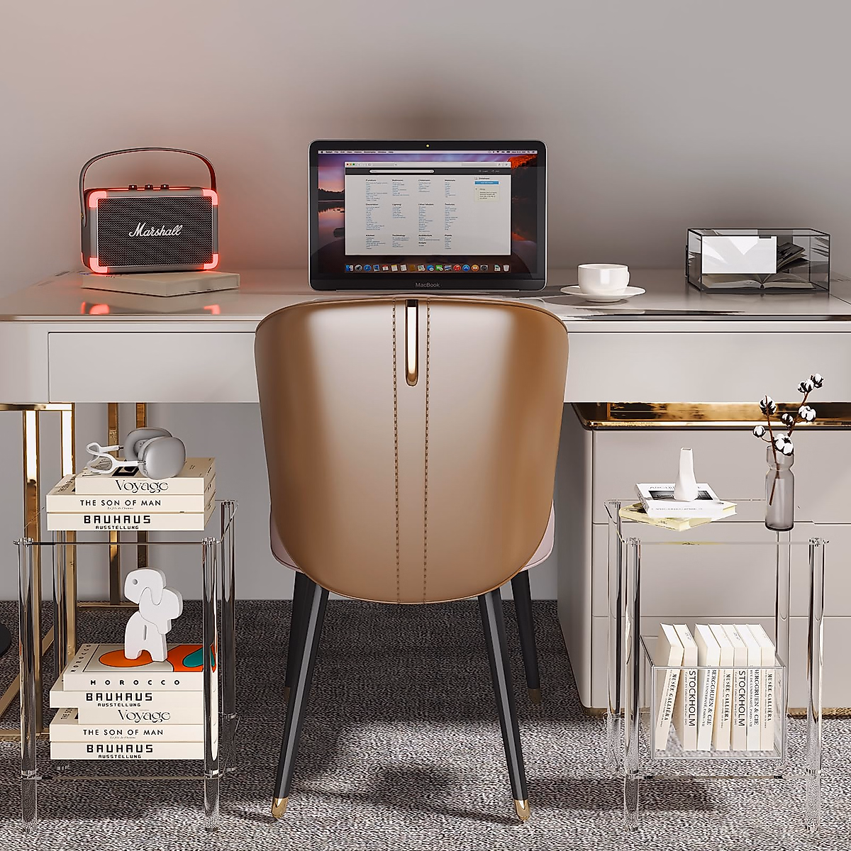 KMANDLU 2Pack Premium Clear Acrylic Side Table Set - 2-Tier End Table, Nightstand, Coffee Table - Ideal for Small Spaces - Modern Acrylic Furniture