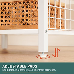 Yoobure Record Player Stand, 3-Tier White Side Table with Charging Station, Small End Table Nightstand with Vinyl Storage, Tall Beside Tables Turntable Stand for Album CD, Night Stand for Living Room