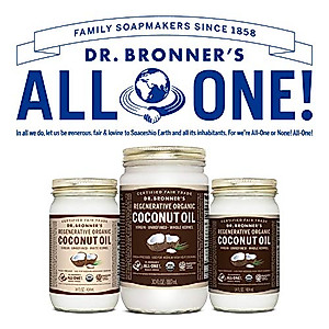 Dr. Bronner's - Organic Virgin Coconut Oil (Whole Kernel, 14 Ounce) - Coconut Oil for Cooking, Baking, Hair & Body, Unrefined & Fresh-Pressed, Rich & Nutty Flavor, Fair Trade, Vegan, Non-GMO