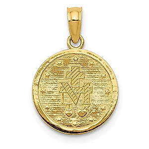 Diamond2Deal 14k Yellow Gold Miraculous Medal Pendant Fine Jewelry for Women (L- 19 mm W- 13 mm)