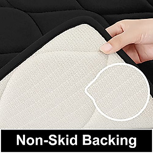 Colorxy Memory Foam U-Shaped Toilet Rugs, Ultra Soft & Non-Slip Bathroom Rugs, Water Absorbent and Machine Washable Toilet Bath Mat, Commode Contour Bath Rugs for Toilet, 24''x20'', Black