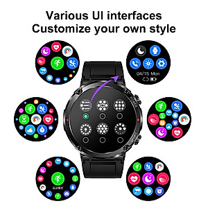 Saintland Smart Watches for Men Answer/Make Call, 1,6" AMOLED HD Touch Screen Fitness Tracker Watch with Sleep Monitor Step Counter, Waterproof Smartwatch for iOS Android