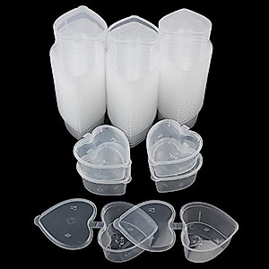 LJY 60 Pieces Mini Heart Shaped Clear Plastic Storage Container Boxes with Hinged Lids (2.4 oz)
