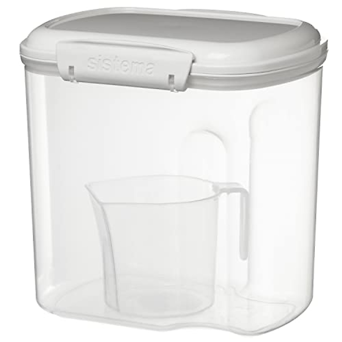 Sistema Flour and Sugar Storage Containers for Pantry with Lids and Measuring Cup, Dishwasher Safe, 10.2-Cup, White