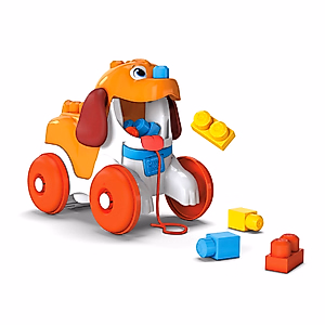 Mega Bloks Pull-Along Puppy Preschool Building Set with Block Pooping, Multi (GNW63)
