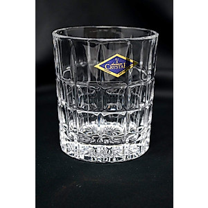 BOHEMIAN CRYSTAL GLASS SET 1+6 DECANTER 23oz./700ml. + TUMBLERS 10oz./300ml. WHISKEY VODKA LIQUEUR JUICE VINTAGE ''Diplomat'' DESIGN ELEGANT CENTERPIECE Set-7 Pcs CLASSIC CZECH CRYSTAL GLASS