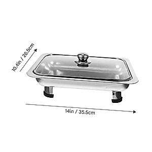 Cabilock 2pcs Steel Buffet Square Tray Salad Servers Square Dinner Plates Grill Serving Platters Chafing Buffet Set Chafing Pans Rectangular Buffet Serving Plate Serving Dish Buffet Pans
