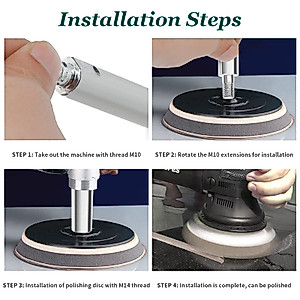 Rierdge Angle Grinder Extension Connecting Rod, 3/8" M10 Thread Hole 80mm Extension Shaft Stainless Steel Rotary Extension Shaft for 100 Type Angle Grinder, 1 Pcs
