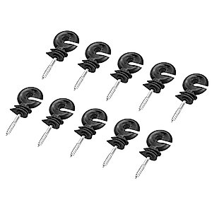 PATIKIL Electric Fence Insulator Screw-in Ring Insulator 12pcs Wood Post Insulator Black for Farm Fencing Power Grid System