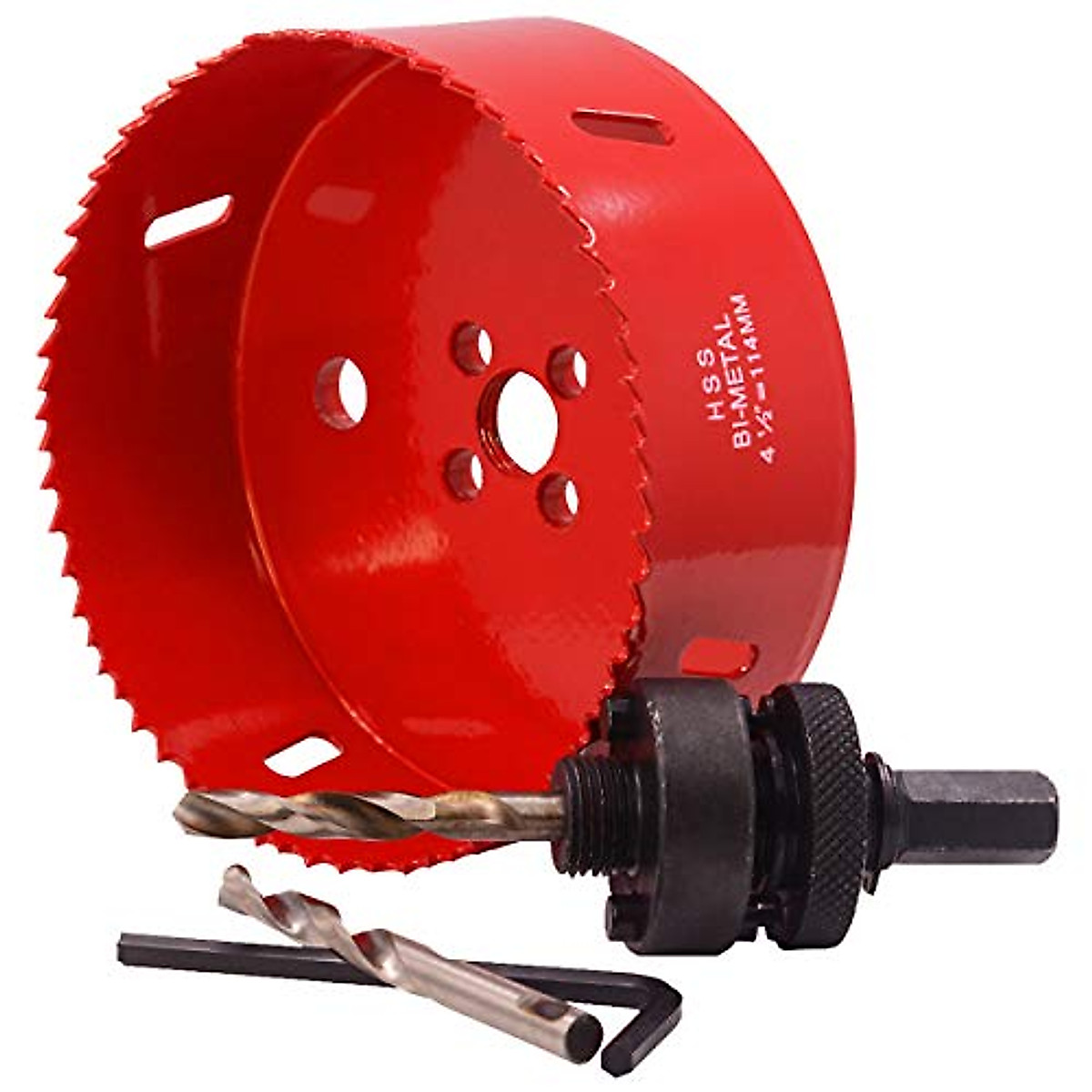 Koopi 4.5" Hole Saw with Heavy Duty Arbor, 38mm Depth Bi-Metal 4 1/2 inch Hole Cutter for Easily Drilling Wood, Plastic, Plywood, Drywall, Thin Metal (114mm)
