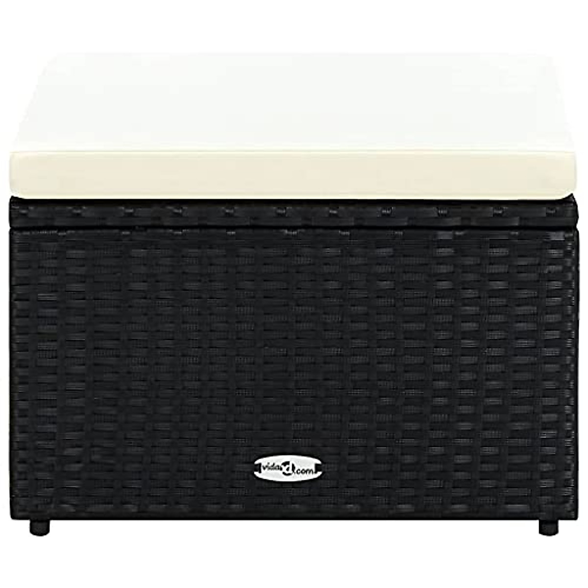 vidaXL Garden Ottoman Poly Rattan Wicker Black Outdoor Footstool Footrest Seat