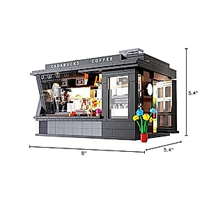 NEWRICE Modern Cafe Architecture Building Blocks Kit with Light,MOC City Street Coffee House Model Set, Building Toy for 6+ Year Boys.Adult.New 2022(768 Pieces)