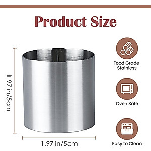 Gldw 15 Pieces Round Cake Mold, Stainless Steel Mousse Mold Rings Biscuit Cutter Cake Kitchen Baking Pastry Tool for Cookie, Tart, Fondant, Donuts, Omelette (1.97 inch)