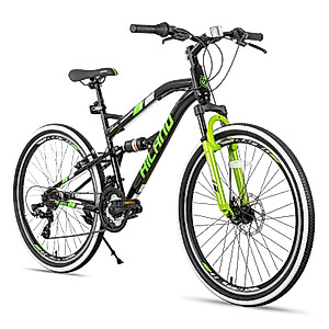 Hiland 26 Inch Mens Mountain Bike,Full-Suspension 21 Speeds Drivetrain with Disc-Brake MTB Bicycle, Bike for Men Women