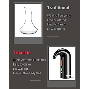 Electric Wine Decanter with One-Touch Pouring, Wine Aerator with Triple Aeration Functions, Red Light Indicator, and Magnetic Wake-Up - Perfect Wine Accessories Gift for Wine Lovers