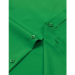 ZEROYAA Men's Regular Fit Dress Shirt Solid Wrinkle-Free Long Sleeve Casual Business Button Up Shirts with Pocket ZSSCL05-Shamrock Green Medium