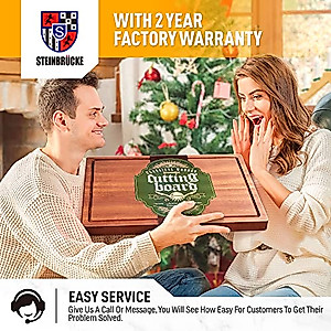 GOEHNER's Extra Large Sapele Wood Cutting Board - Edge Grain Butcher Block Ebony Meat Cutting Board with Juice Groove for Kitchen (20 x 14 x 1.5 inches | Extra Solid)