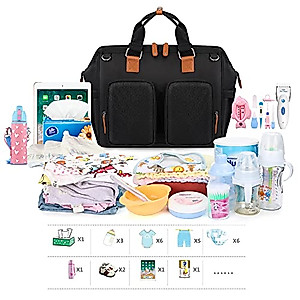 Pomelo Best Diaper Bag Tote Nappy Changing Bags Unisex Baby Bags for Boys Girls Multifunction Waterproof Travel Diaper Bag Organizer with Diaper Pouch, Changing Pad and Stroller Straps