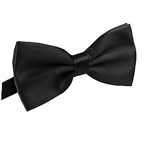 AWAYTR Men's Pre Tied Bow Ties for Wedding Party Fancy Plain Adjustable Bowties Necktie (Black)
