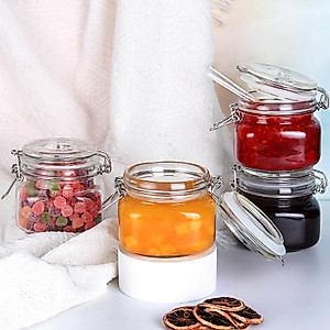 YEBODA 16oz Food Storage Canister Glass Jars with Clamp Airtight Lids and Silicone Gaskets for Multi-Purpose Kitchen Containers - Clear Square (6 Pack)