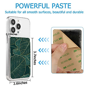 TIHYWR Leather Phone Card Holder Phone Wallet, Stick Back Phone Wallet Sticker Stylish Phone Case Credit Card Holder, Suitable for iPhone, Samsung, Android and Most Smart Phones. Rose Gold Leaf