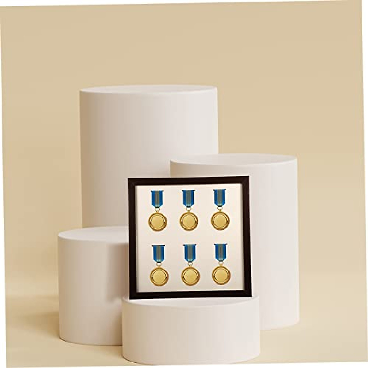 GAFOKI Box Medal Display Frame Multi Purpose Hanger Wood Easel Stand Desktop Decor Sports Medal Display Box Medal Frame Shadow Box Display Case Medal Holder Badge Photo Holder Metal Wood
