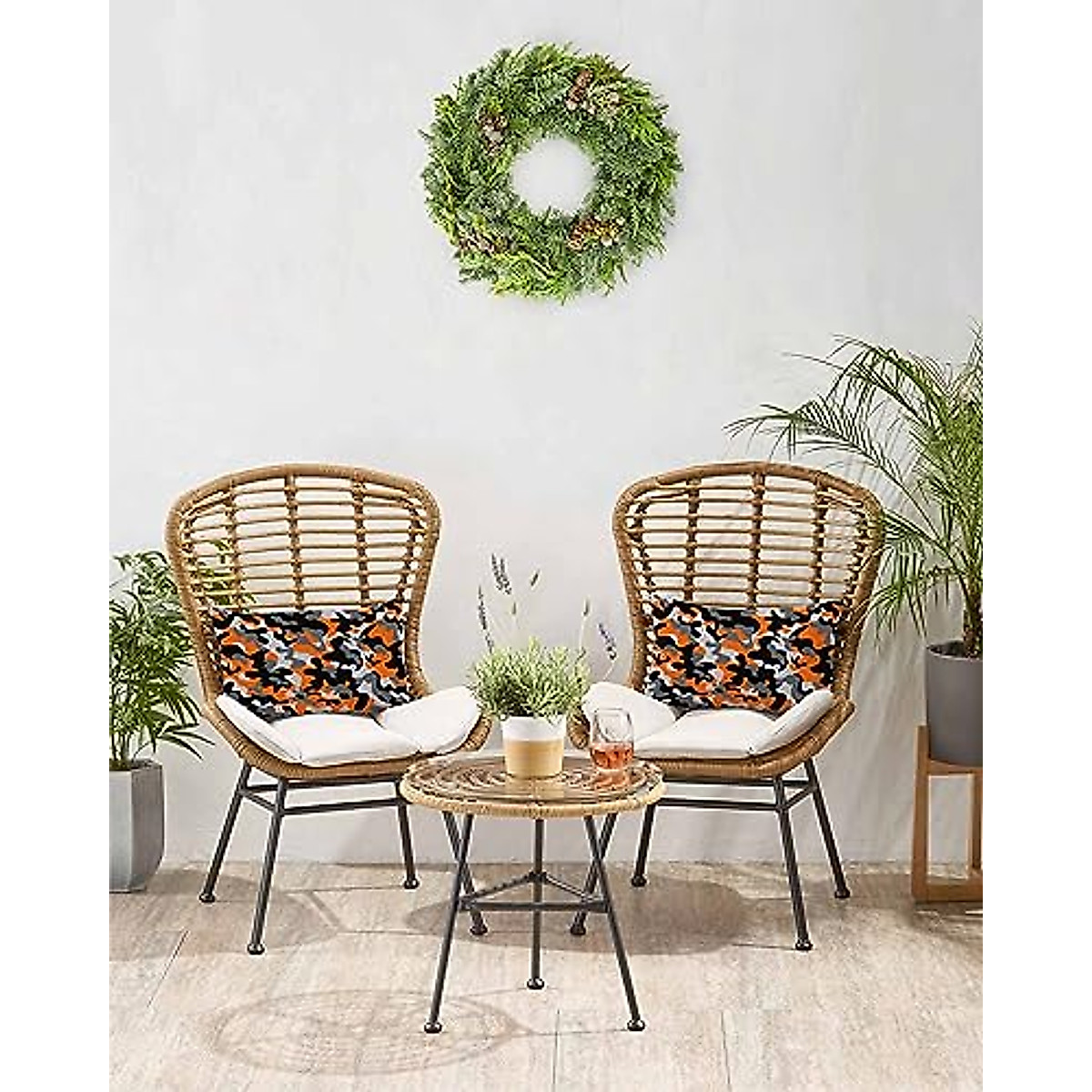 LUSWEET Cotton Throw Pillow Covers Reversible Set of 2, Camo Soft Couch Pillow Covers for Sofa Bedroom Living Room 12 x 20 Inch Decorative Cushion Case Home Decor