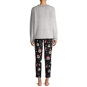 Womens Nightmare Before Christmas Jack Skellington Plush Christmas Pajamas Set (Large)