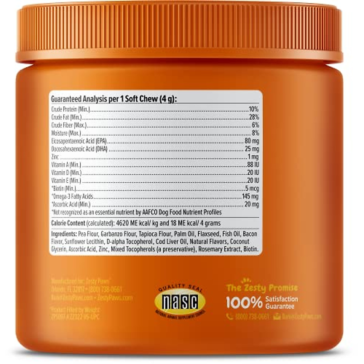 Zesty Paws Omega 3 Alaskan Fish Oil Chew Treats for Dogs - with AlaskOmega for EPA & DHA Fatty Acids - Hip & Joint Support + Skin & Coat Bacon Flavor – 90 Count