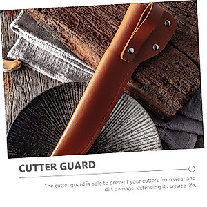 Zerodeko Glamping Accessories 4 Pcs Leather Sashimi Case Butcher Sleeve Chef Guard Blade Shield Shop Knives Long Guards Leather Sheath Cutter Cover for Restaurant Luxury Tool Pruner