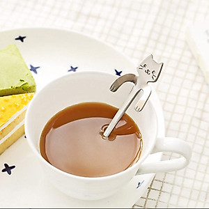 YJYdada 1 Piece Cute Cat Spoon Long Handle Spoons Flatware Drinking Tools Kitchen Gadget
