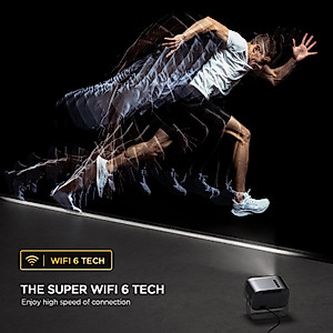 [Electric-Focus] Mini Projector Upgraded, Sovboi Portable with 5GWiFi & Bluetooth, 1080P Outdoor Movie Projector, 400'' Screen , Compatible iOS/Android/TV Stick/HDMI/PS5, Grey (VB6)