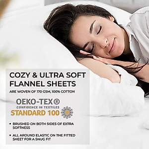 Tribeca Living Brentwood Plaid 170-GSM Flannel Extra Deep Pocket Sheet Set with Oversized Flat, 100% Cotton, Super Soft, Warm, Cozy Bed Sheet,3 pcs, Queen Brown, (BRPLFLOSHEQU)