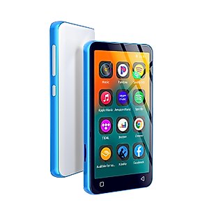 MP3 Player with Bluetooth and WiFi,MP3 Player with Spotify,Spotify Kids,Audible,Pandora,Amazon Music,4" Music Player MP4 Up to 1TB(80GB,Blue_White)