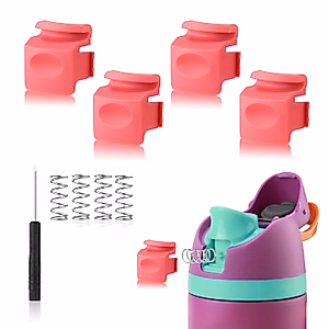 4pcs Replacement Button Compatible with Owala FreeSip 24oz 32oz, Water Bottle Lid Mouth Push Switch Top Cap Seal Stopper Replacement Parts for Owala 19/24/32/40oz Accessories, Carmine