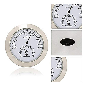 Guitar Case Hygrometer,Hygrometer Thermometer for Humidor Violin,Round Alloy Digital Thermometer Hygrometer Humidity Temperature Meter for Violin Guitar Case for Indoor and Outdoor(Silver)