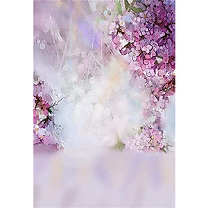 Laeacco 3x5ft Newborn Baby Portrait Theme Backdrops for Photography Dreamy Purple Flowers Baby Photo Backdrop 1x1.5m Newborn Photography Backdrop Sweet Girl Birthday Baby Shower Pregnant Photoshoot
